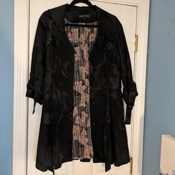 Shin Choi | Jackets & Coats | Shin Choi Black Satin Midi Coat Size 6 ...